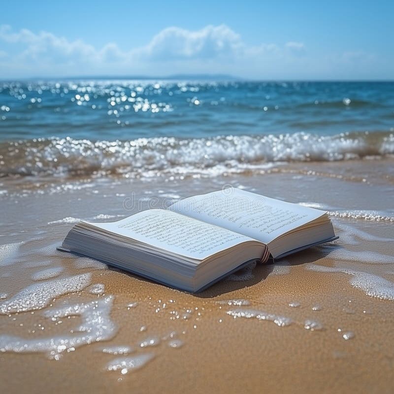 Seaside Notebook with Rippling Pages Stock Illustration - Illustration ...