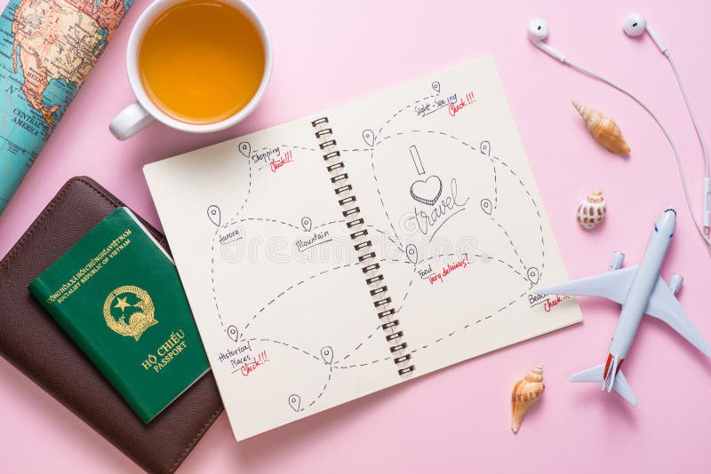 Open Notebook with the Route for Your Summer Vacation Stock Image ...