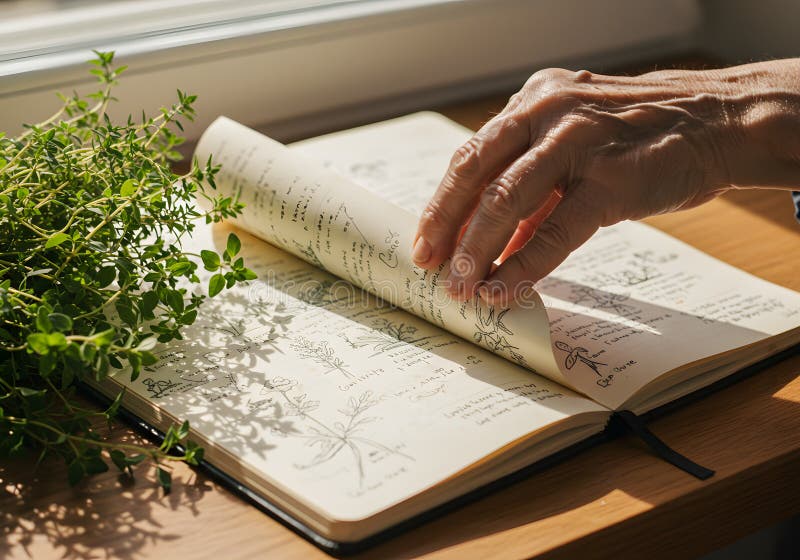 Elderly Person Drawing in Sketchbook Stock Illustration - Illustration ...