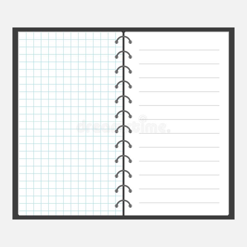 Open Notebook with Spiral and Blank Line Cell Paper. Lined Page ...