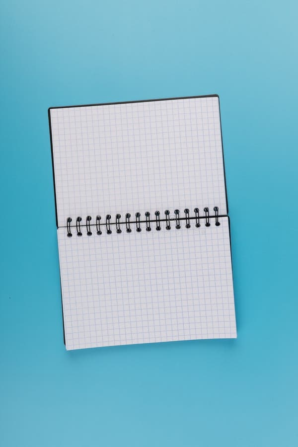 The Open Notebook on a Spiral. Blank Pages in Checkered Notebook on ...