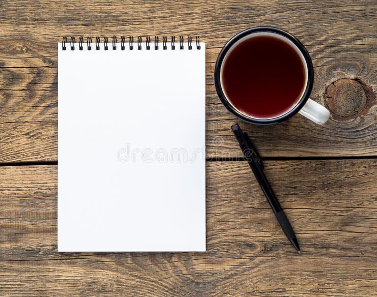 Open Notebook on a Spring with a White Paper for Notes and Drawing Near ...