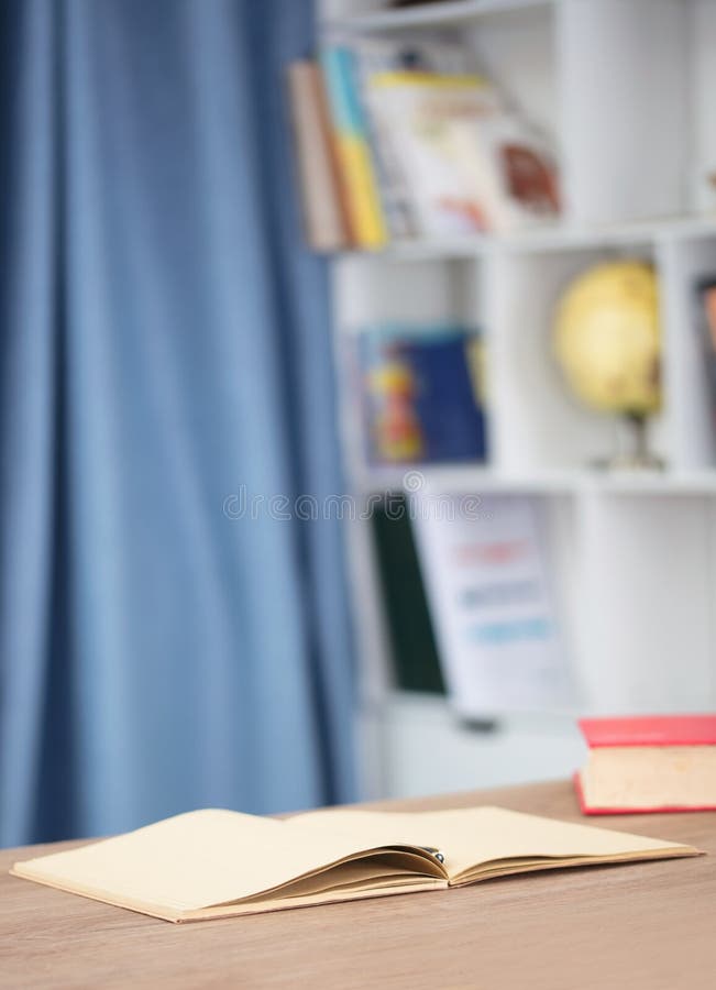 Open notebook on the table stock photo. Image of blank - 196186068