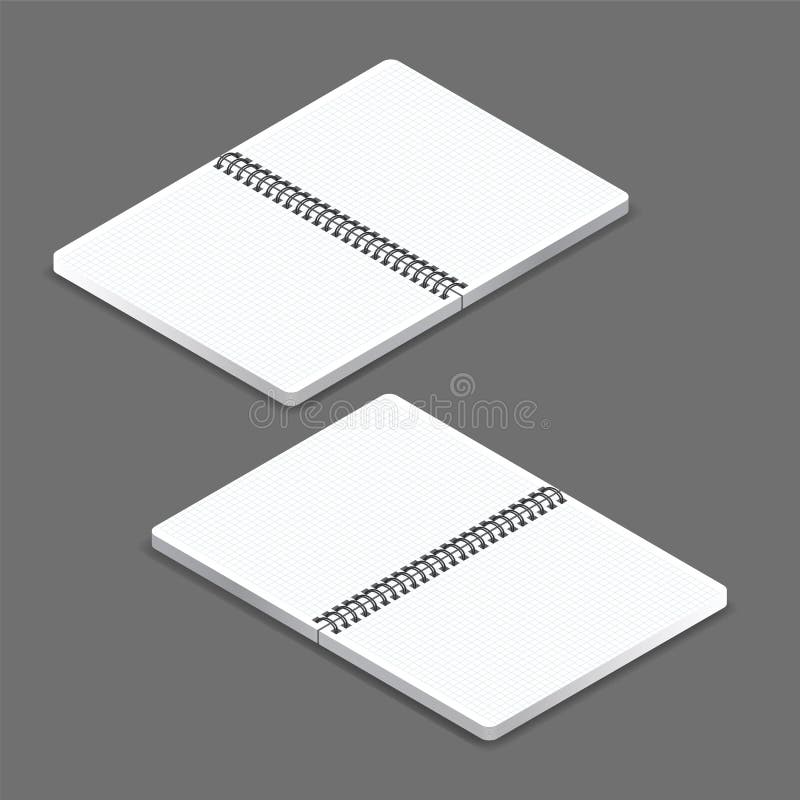 Open Notebook Template with a Square Grid. Stock Vector - Illustration ...