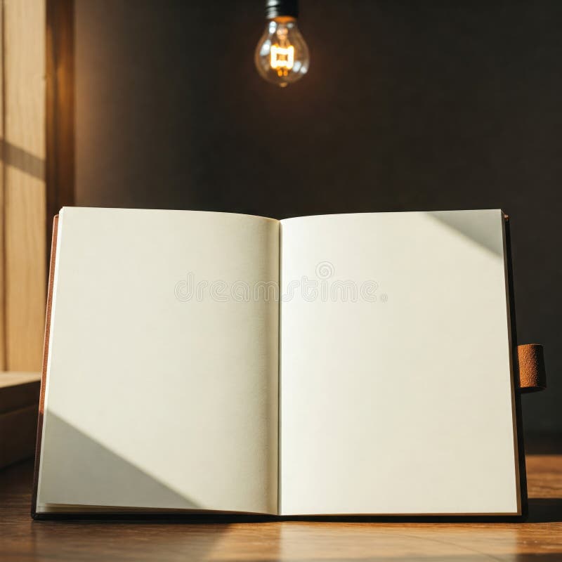 Open Notebook Under Lamp Wooden Table Stock Photos - Free & Royalty ...