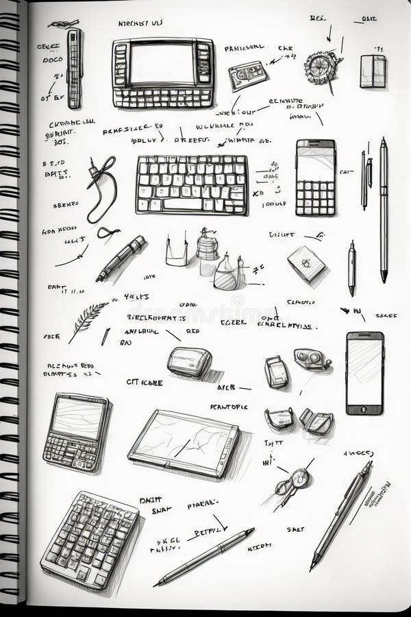 An Open Notebook with Various Items on it. Generative AI Stock ...