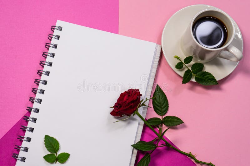 An Open Notebook with White Sheets. an Office Desk with a Notepad, a ...