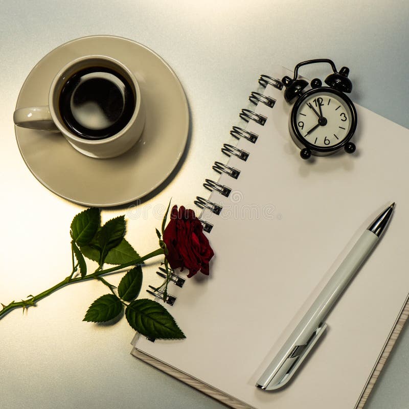 An Open Notebook with White Sheets. an Office Desk with a Notepad, a ...