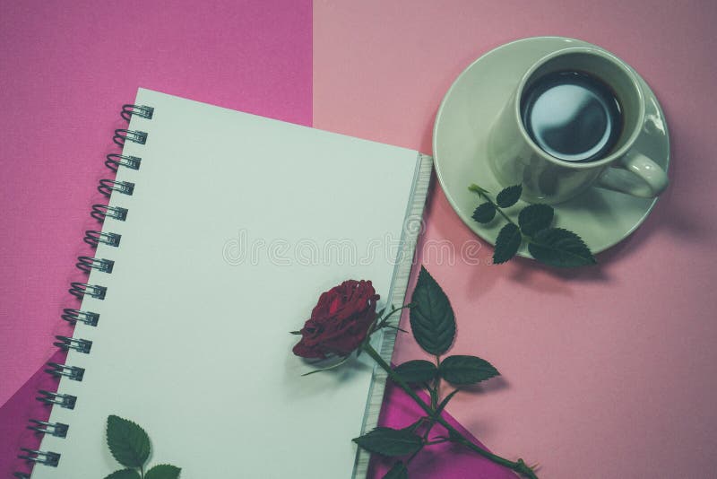 An Open Notebook with White Sheets. an Office Desk with a Notepad, a ...