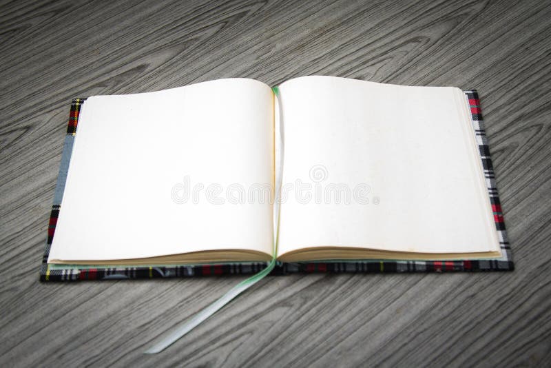 Open Notebook on Wooden Desk Stock Photo - Image of pattern, cover ...