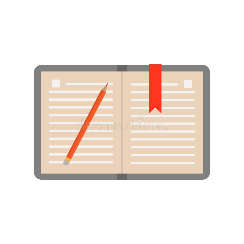 Open Notebook for Writing with Sheets in a Ruler, a Pencil and a Stock ...