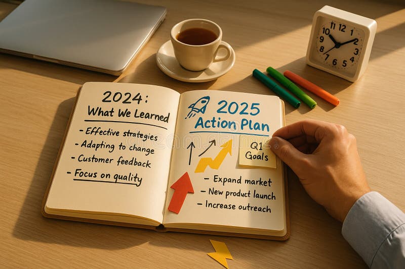 Open Notebook with Written 2024 Lessons and 2025 Action Plan for ...