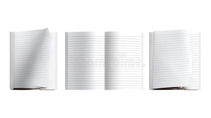 Open Notebooks with Lined Pages on Transparent Background Stock ...