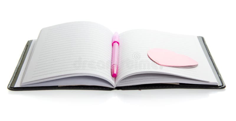 Open Notepad with Ball Pen and Scratch Paper Stock Photo - Image of ...
