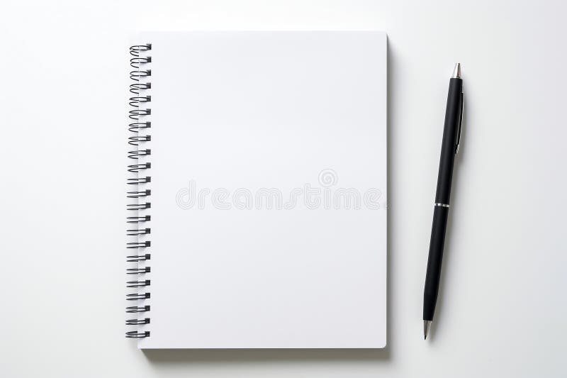 Open Notepad with Blank Page and Pen on Clean Desk. Ideal Workspace for ...