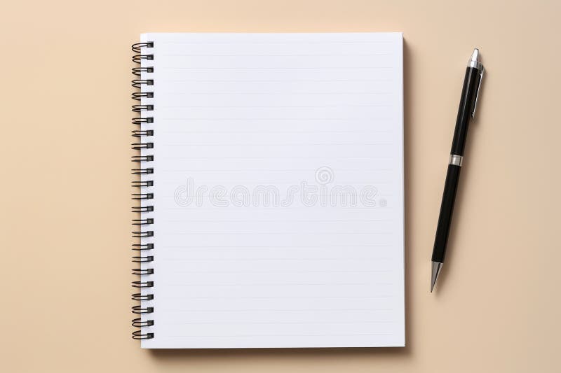 Open Notepad with Blank Page and Pen on Clean Desk. Ideal Workspace for ...