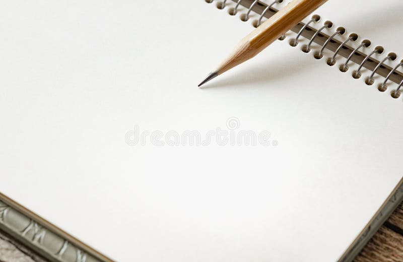 Open Notepad with Blank Page and Pencil Close-up Stock Image - Image of ...