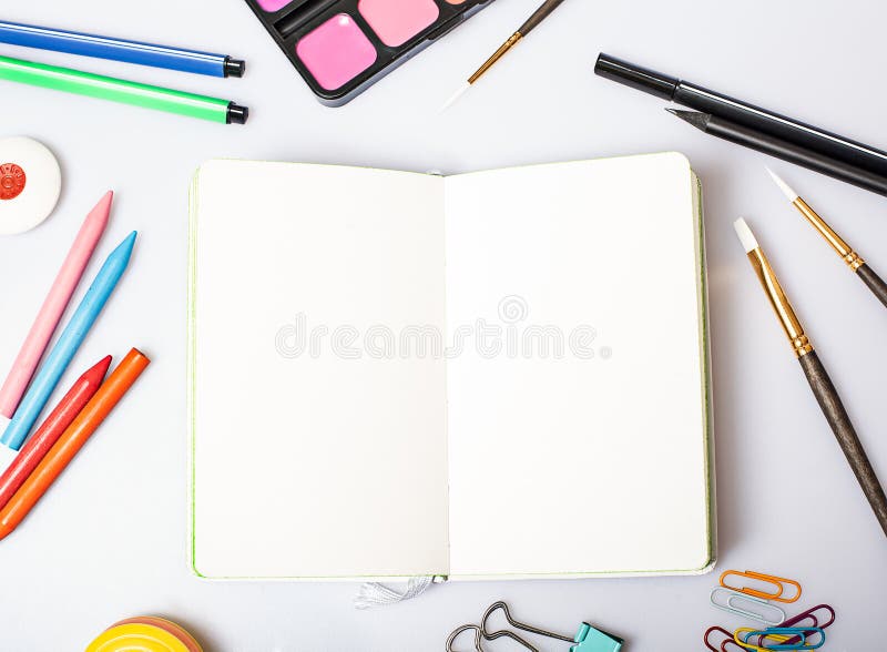 Open Notepad with Blank Pages Mockup Stock Photo - Image of template ...
