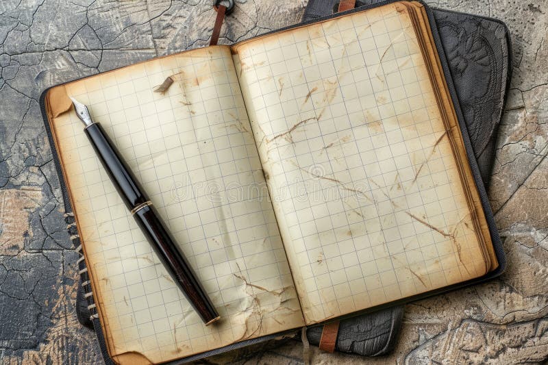 Open notepad and ink pen stock photo. Image of clean - 347029834