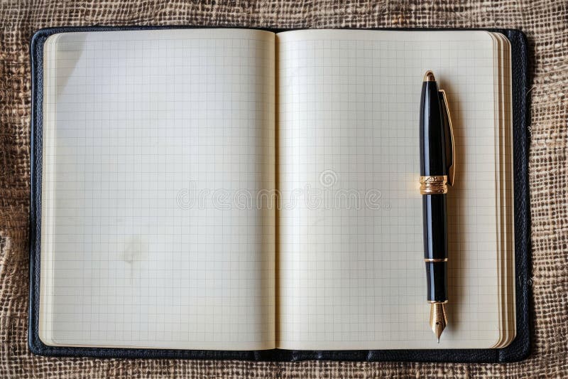 Open notepad and ink pen stock image. Image of workplace - 347029999