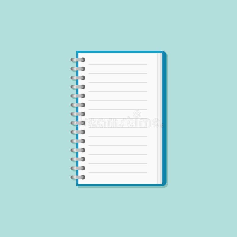 Open Notepad with Pen Flat Style Icon. Vector Illustration. Stock ...