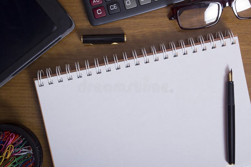 Open Notepad and Office Accessories Stock Image - Image of gadget ...