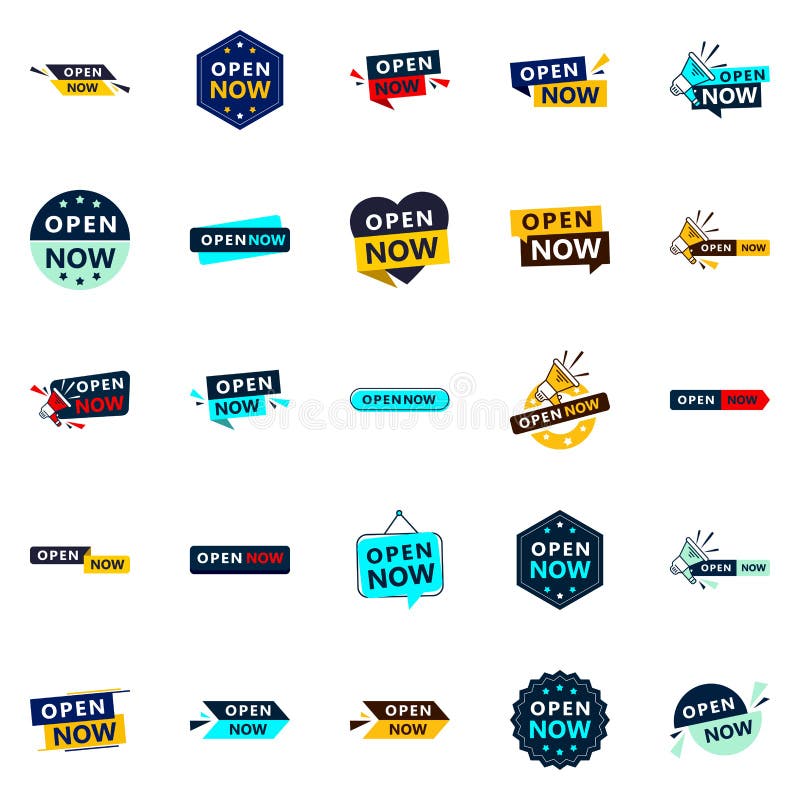 Open Now Banner Pack 25 Designs for Any Occasion Stock Vector ...