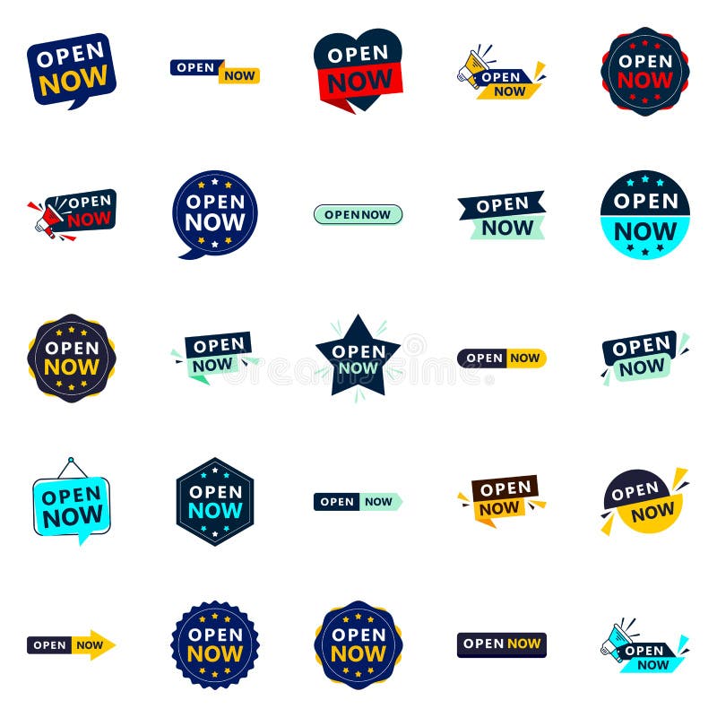 25 Open Now Banners Make Your Business Visible Stock Vector ...