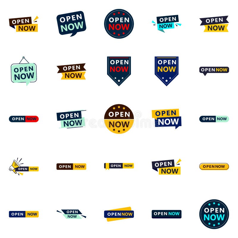 25 Open Now Banners To Promote Your Business Stock Vector ...