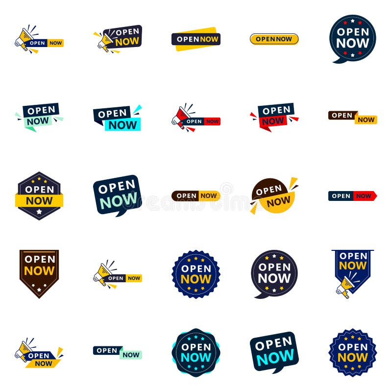 Open Now Collection 25 Different Designs for Different Needs Stock ...