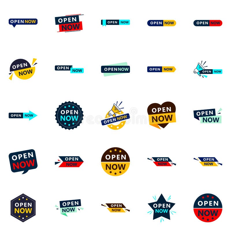 Open Now Graphics Collection 25 Customizable Designs Stock Vector ...