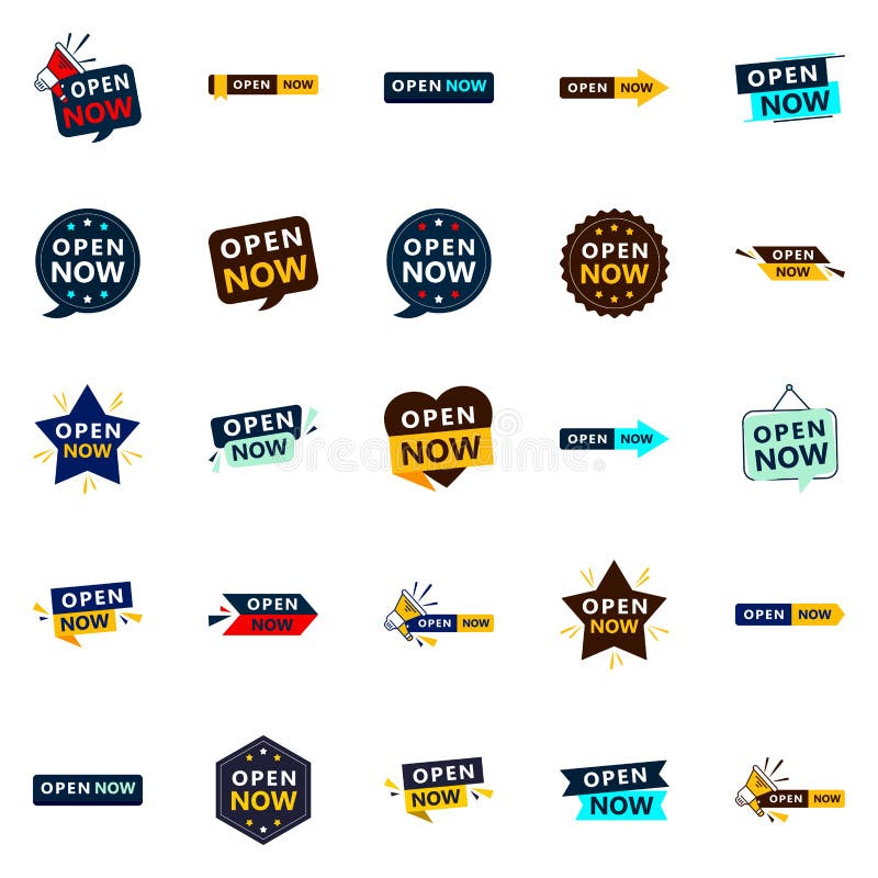 Open Now Graphics Collection 25 Unique Designs Stock Vector ...