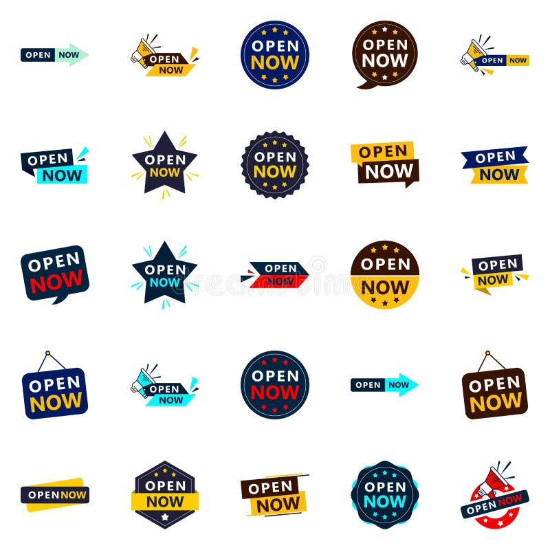 Open Now Graphics Collection 25 Unique Designs Stock Vector ...