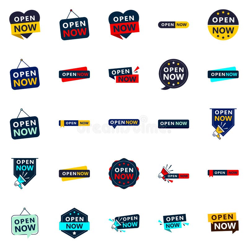 Open Now Graphics Collection 25 Unique Designs Stock Vector ...