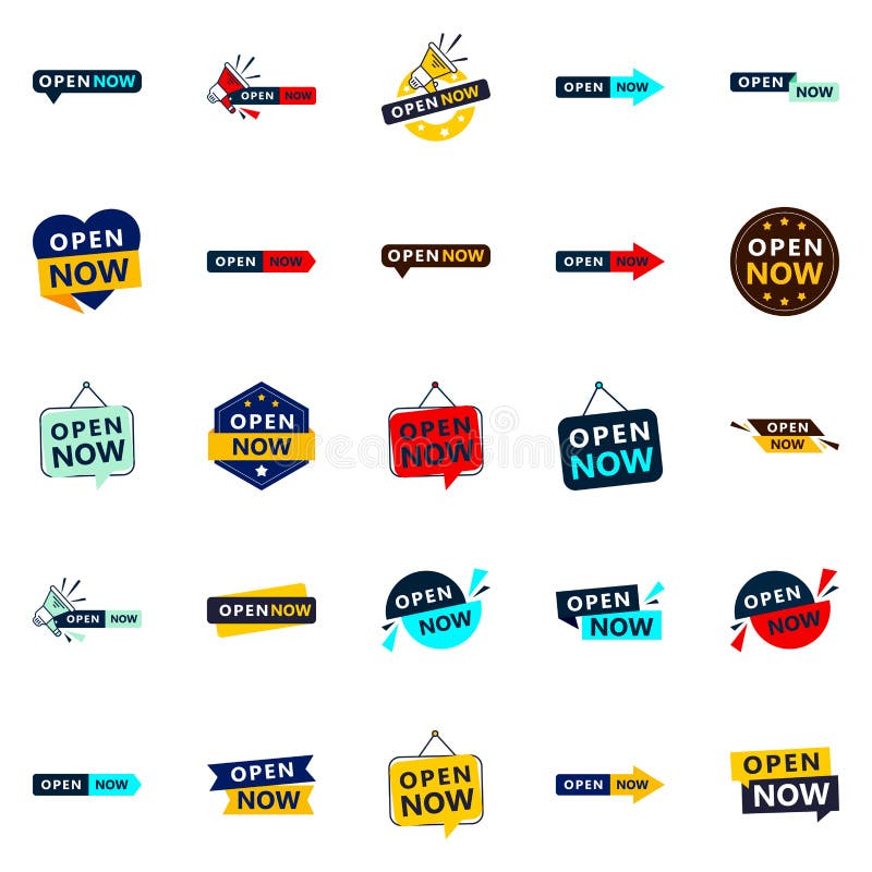 Open Now a Pack of 25 Different Vector Designs Stock Vector ...