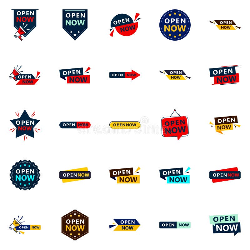 Open Now a Pack of 25 Different Vector Designs Stock Vector ...