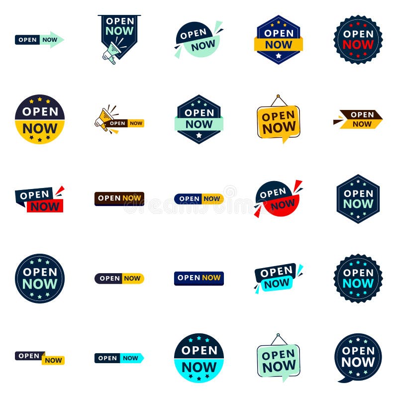25 Open Now Signage Templates for Various Businesses Stock Vector ...