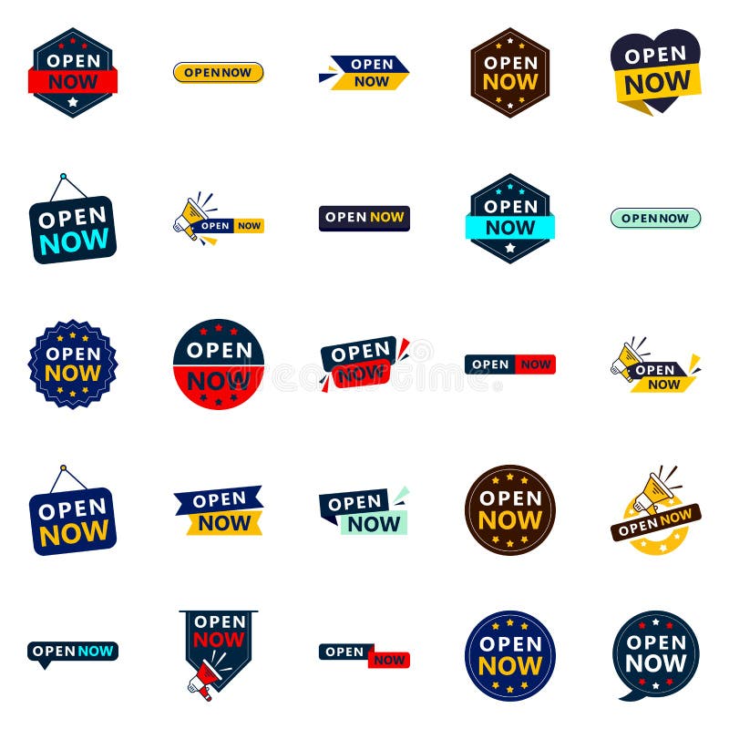 25 Open Now Signage Templates for Various Businesses Stock Vector ...
