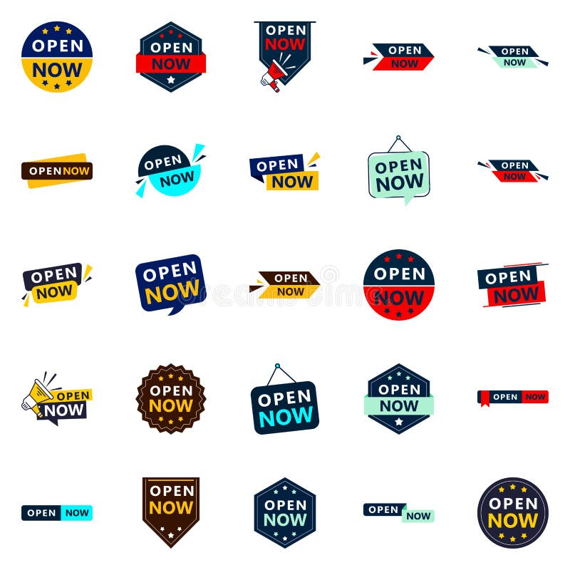 25 Open Now Templates To Attract Customers Stock Vector - Illustration ...