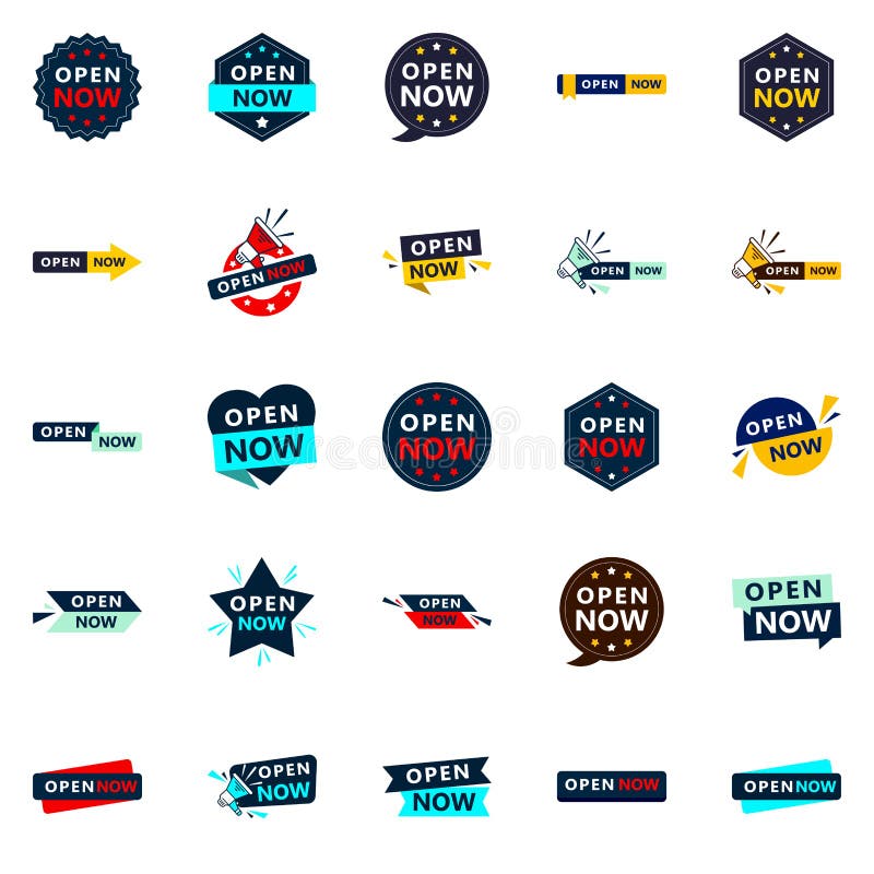 25 Open Now Templates To Attract Customers Stock Vector - Illustration ...