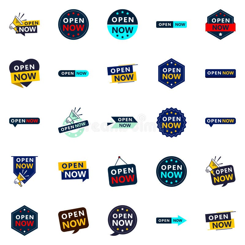 25 Open Now Templates To Attract Customers Stock Vector - Illustration ...