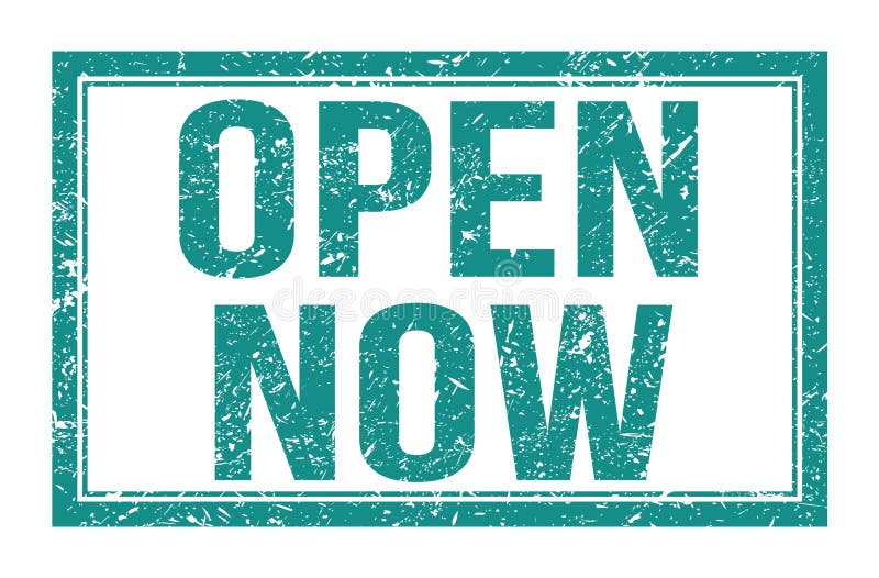 OPEN NOW, Words on Blue Rectangle Stamp Sign Stock Illustration ...