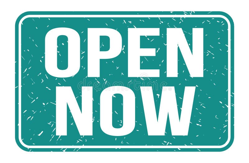 OPEN NOW, Words on Blue Rectangle Stamp Sign Stock Illustration ...