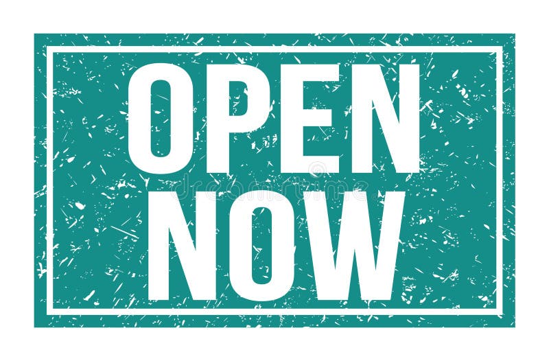 OPEN NOW, Words on Blue Rectangle Stamp Sign Stock Illustration ...