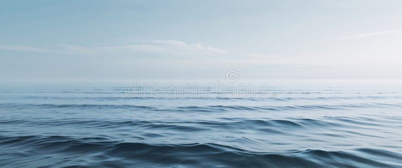 Open Ocean Scene with Rippling Water Surface and Hazy Horizon. Stock ...