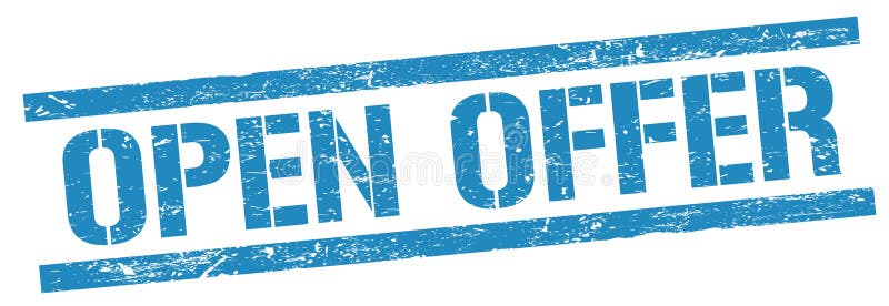 OPEN OFFER Text on Blue Grungy Rectangle Stamp Stock Illustration ...