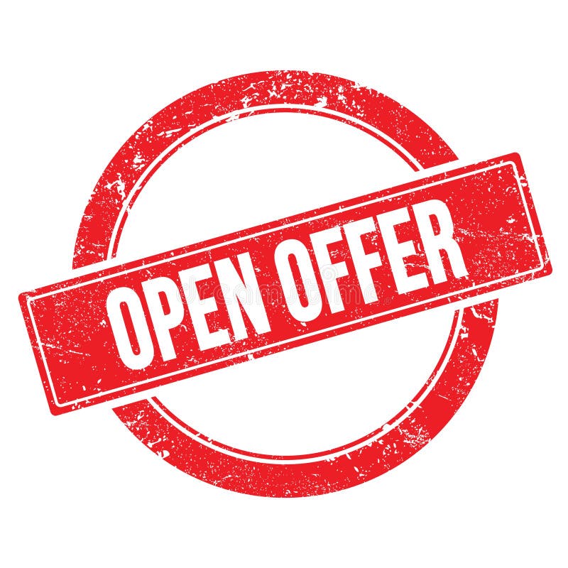 OPEN OFFER Text on Red Grungy Round Stamp Stock Illustration ...