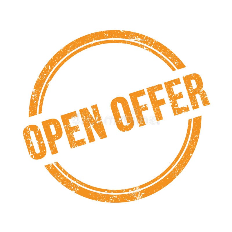 OPEN OFFER Text Written on Orange Grungy Round Stamp Stock Illustration ...