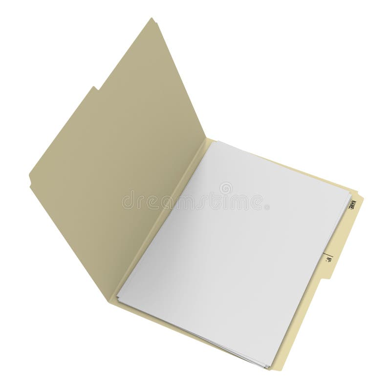 Open Office Folder with Blank Paper Stock Illustration - Illustration ...