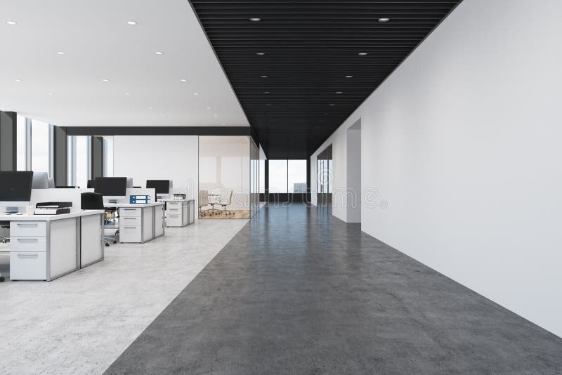 Open Office, Loft, Front View Stock Illustration - Illustration of ...